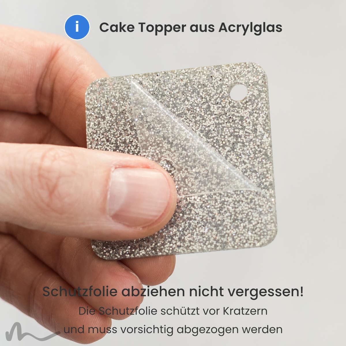 Cake Topper Zur Taufe personalisiert Silber Glitzer - Tauftorte ...